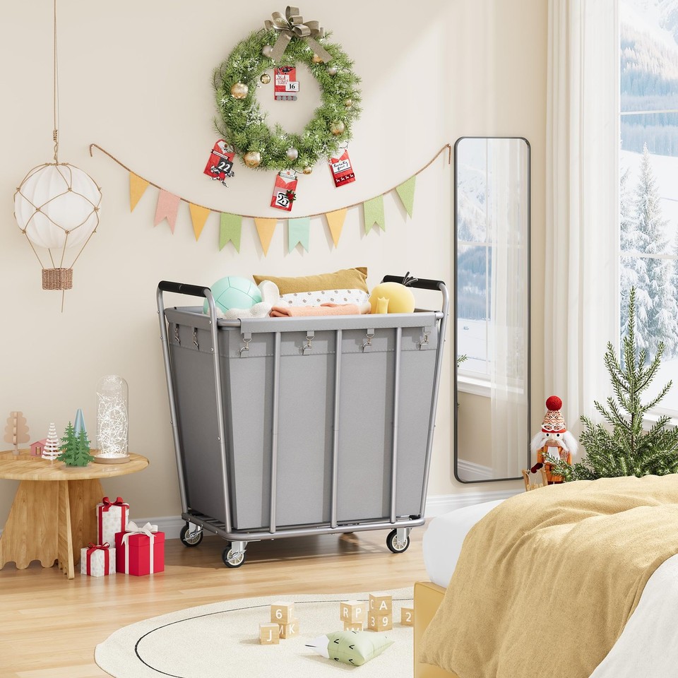 Large Laundry Cart with Wheels, 400L Heavy Duty Laundry Basket ...