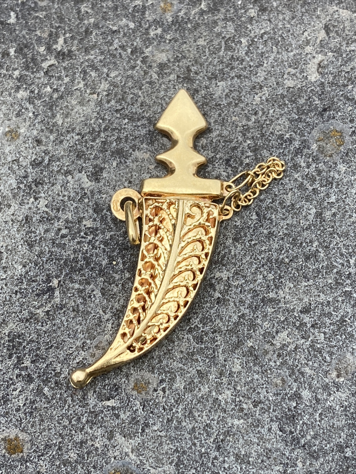 Vintage 18K Yellow Gold Dagger & Sheath Charm or Pendant | eBay