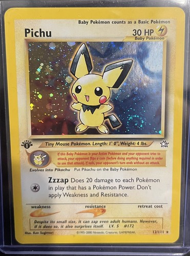 Pichu 12/111 1st Edition 2001 Neo Genesis Holo Double Swirl Clean ...