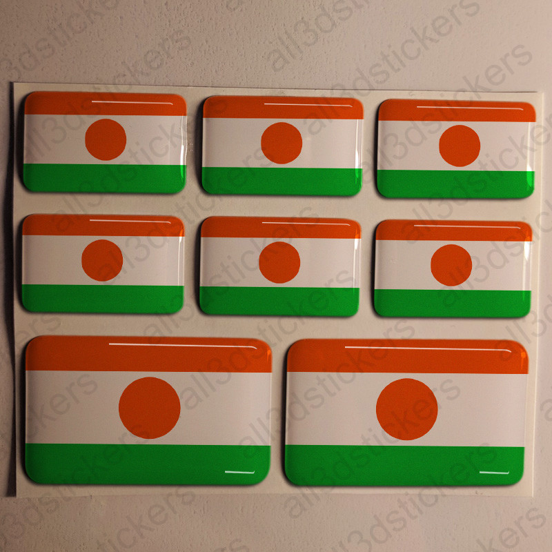 Sticker Niger Resin Domed Stickers Niger Flag 3D Vinyl Adhesive Decal ...
