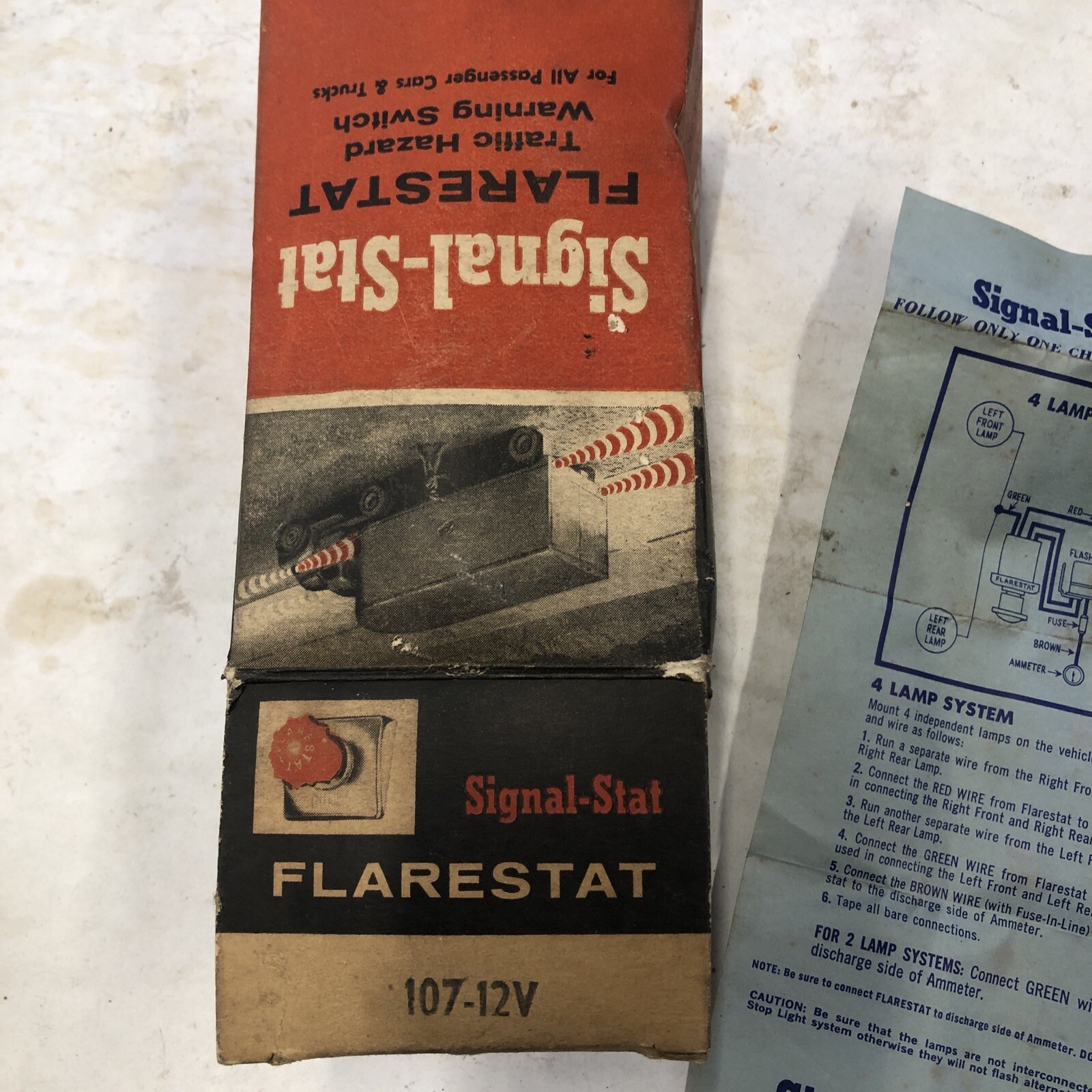 NOS FLARESTAT 107 12V Emergency Hazard 4 way Flasher Light Switch ...
