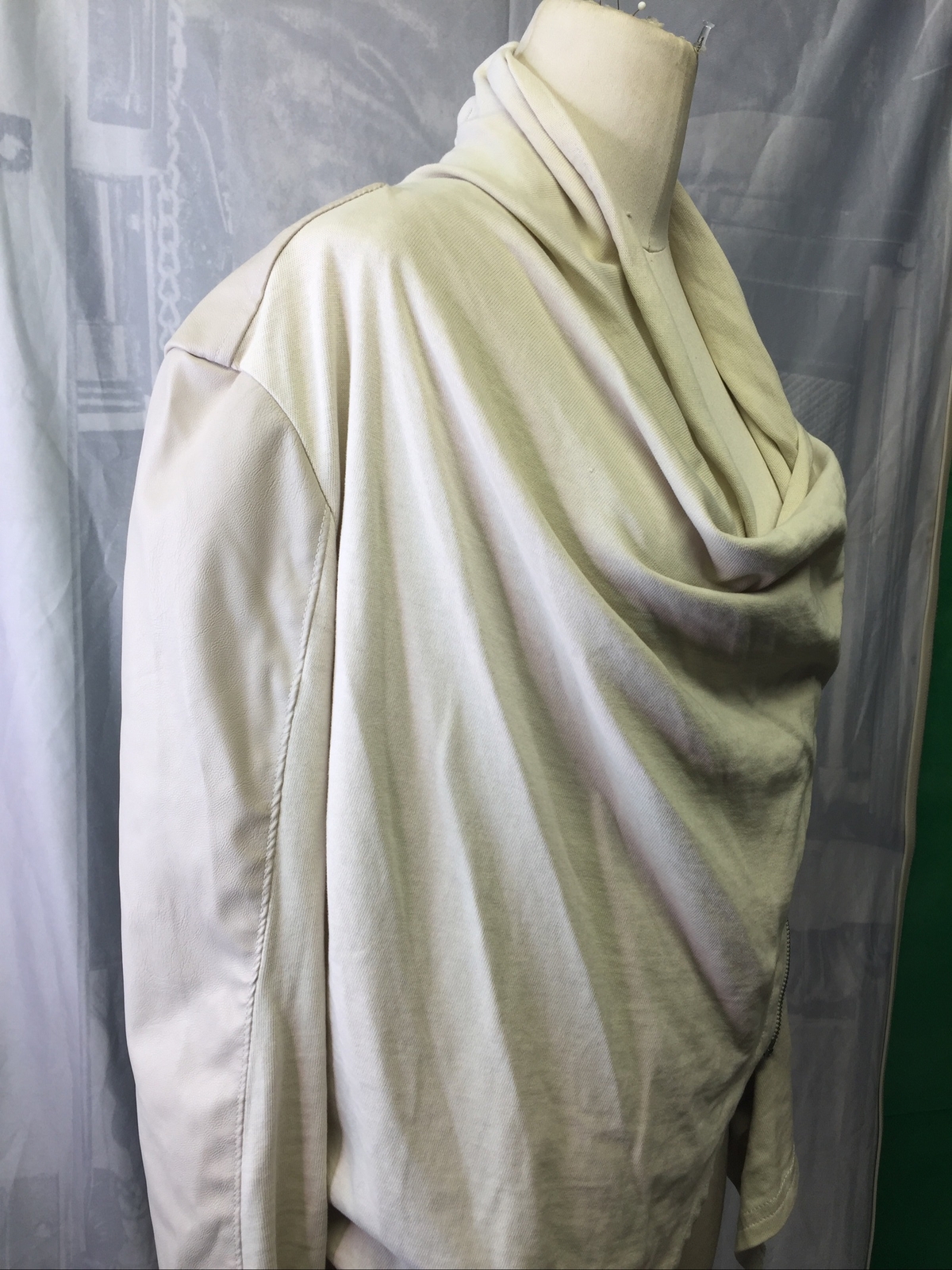 Blank NYC Faux Leather Vegan Suede Ivory Draped Sunny Days Jacket Zip ...