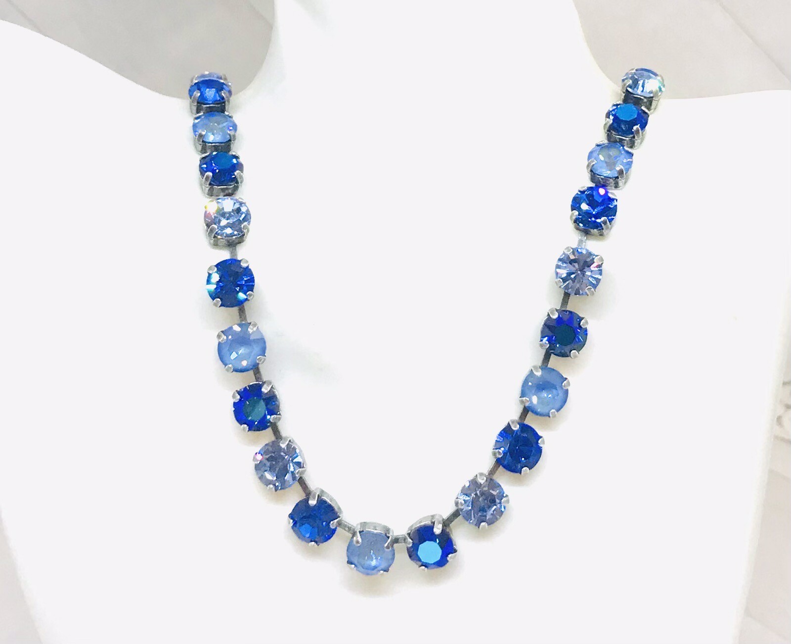 ROYAL BLUE Crystal Cup Chain Tennis Necklace, ELECTRIC BLUE TENNIS ...