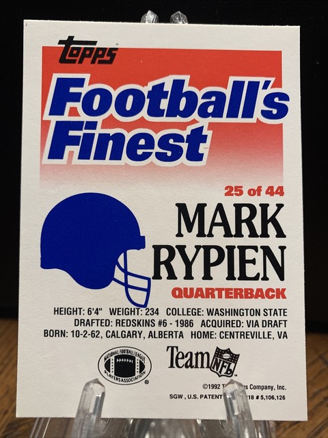 1992 Topps Football's Finest - #25 Mark Rypien for sale online | eBay