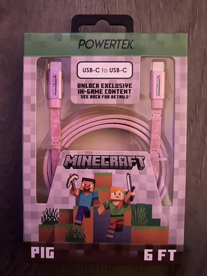 Minecraft Powertek USB-C to USB-C 6ft Creeper Charger Cord Fast Charge ...