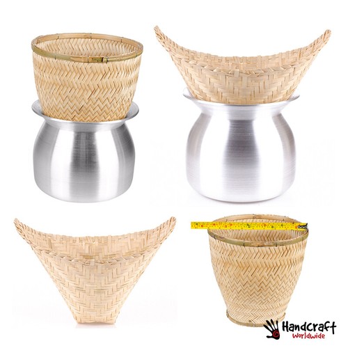 Thai Lao Basket Pot Sticky Glutinous Rice Mango Cooker Steamer BamBoo ...