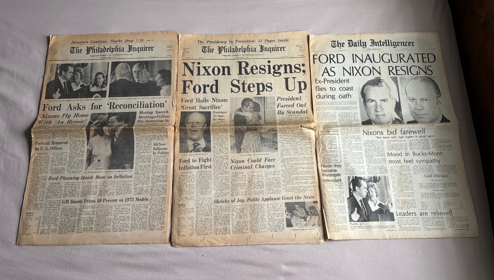 3 Richard Nixon Resigns Newspapers Philadelphia Inquirer Daily ...