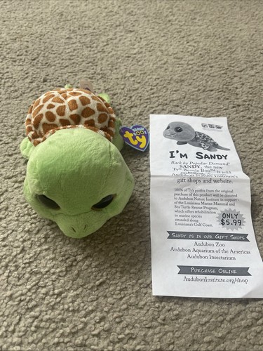 Ty Beanie Boo 6" * SANDY (Sea Turtle) MWMT * RARE * Retired * Audubon ...