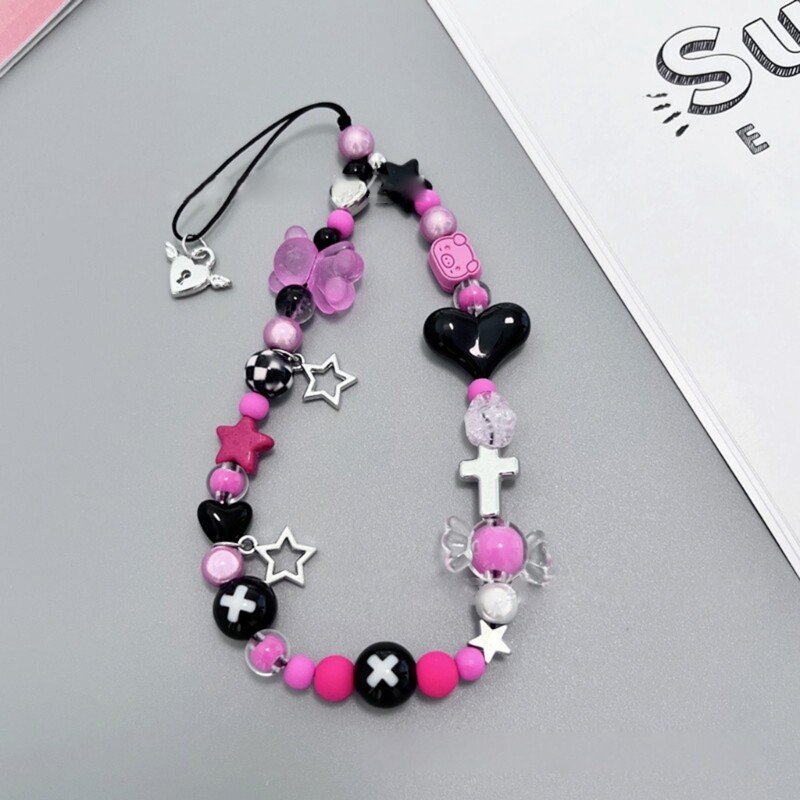 3D Bear Charm Chain Anti-lost Phone Pendant Strap Fashionable Beaded ...