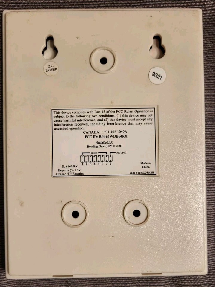 Heath/Zenith SL-6195-A Wireless Doorbell Accessory Chime - Button Not ...