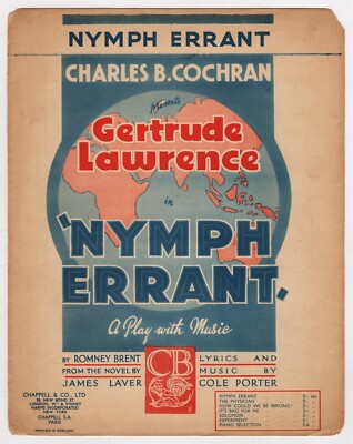 Gertrude Lawrence "NYMPH ERRANT" Cole Porter Musical 1933 London Sheet ...