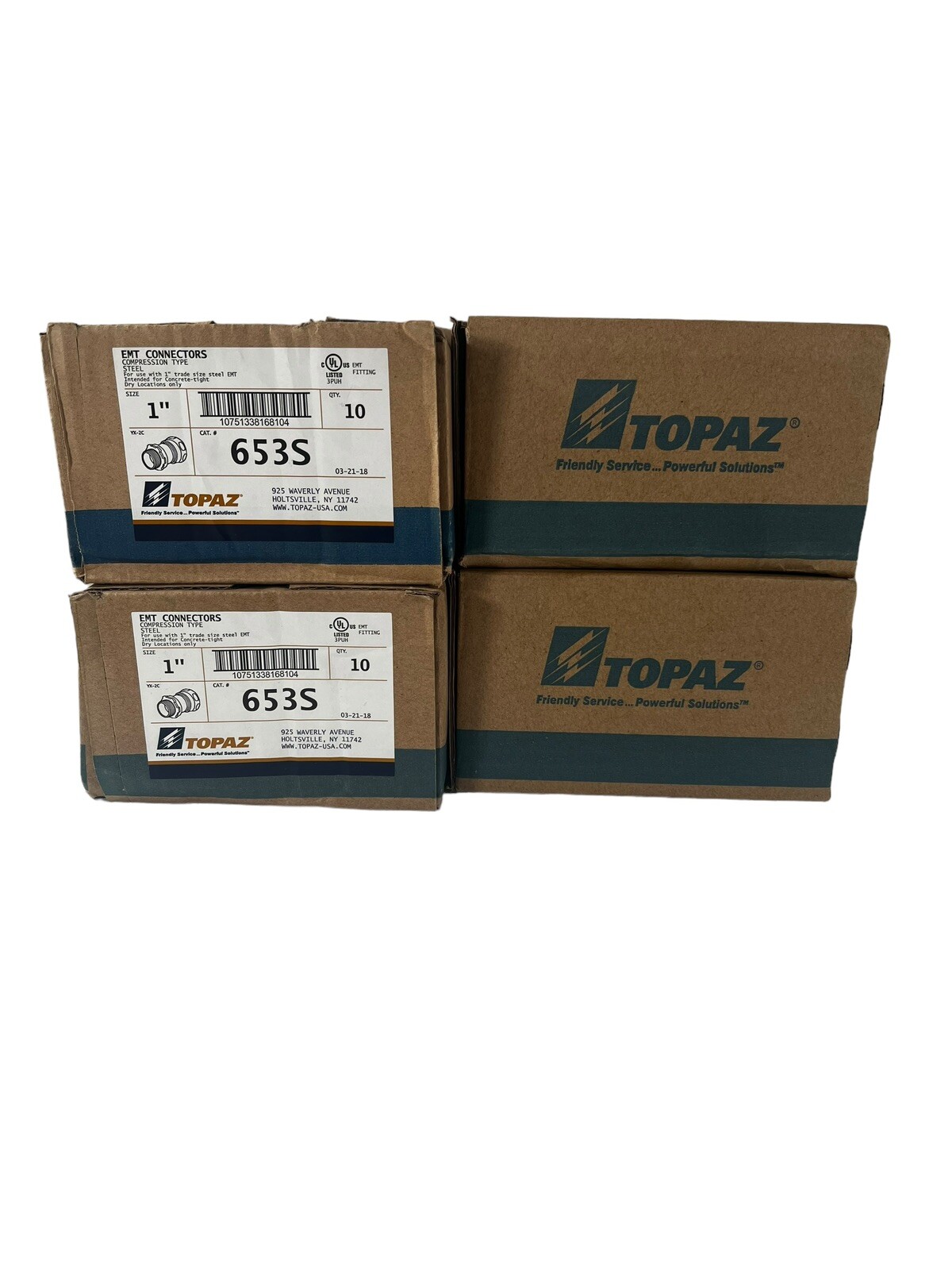 Lot Of 4 (10pk) 40 Total Topaz 653S EMT Compression Connector 1" | eBay