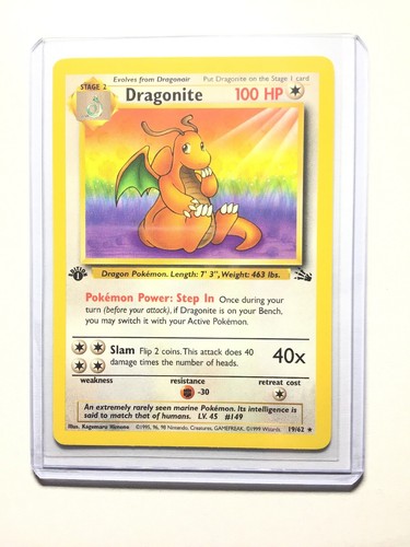 DRAGONITE - 19/62 - 1st Edition Fossil - Rare - Pokemon Card - NM | eBay