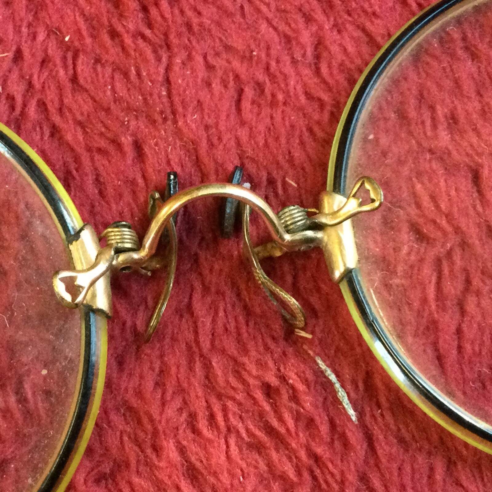 Antique Pince Nez Hard Bridge Spring Loaded Pinch Glasses with Antique ...