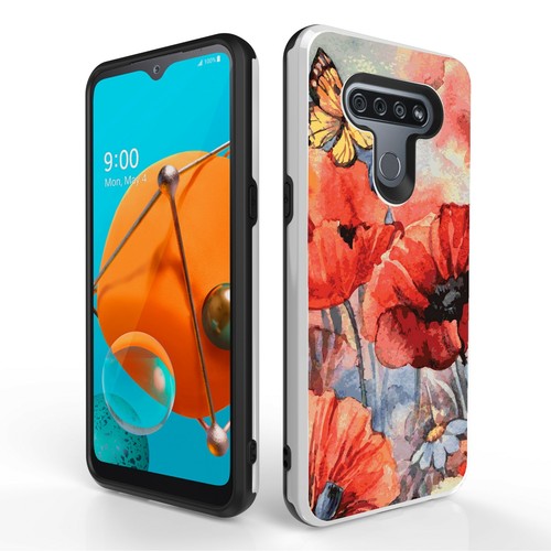 For LG K51,LG Reflect Tough Hybrid Phone Shockproof Case Canvas Flowers ...