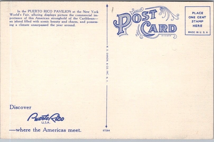 1939 NEW YORK WORLD'S FAIR Postcard PUERTO RICO PAVILION Multi-View ...