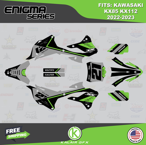 Graphics Kit for KAWASAKI KX85 KX112 2022 2023 Enigma-Green | eBay