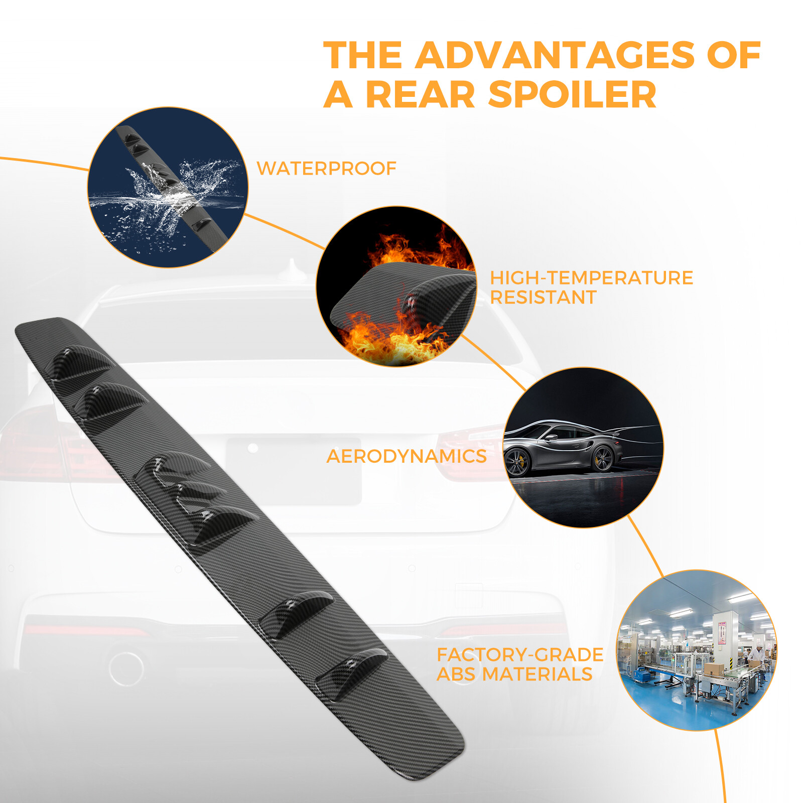 Carbon 7 Fins Wing Rear Bumper Diffuser Splitter Spoiler Lip For ...