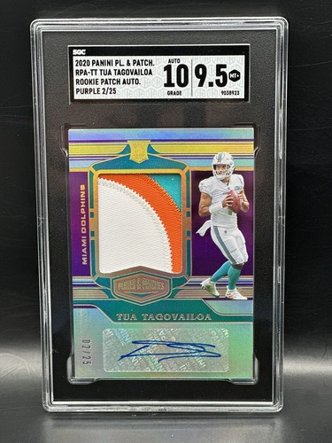 Tua Tagovailoa 2020 Plates & Patches RPA Patch AUTO Purple 2/25 SGC 9.5 ...