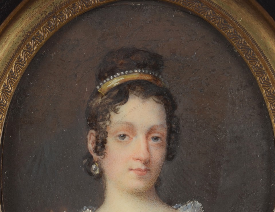 Mlle Antoinette Louise Demarcy -Attrib. "Portrait of a Lady", miniature ...