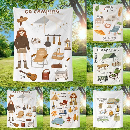 Outdoor Camping Hanging Cloth Campsite Layout Background Cloth Flags ...