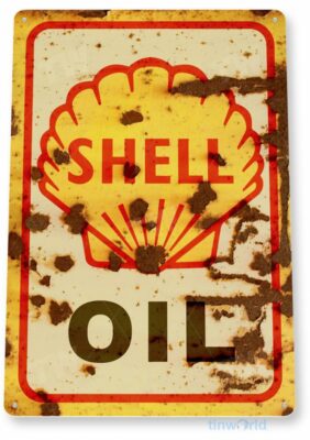 SHELL OIL 11 X 8 TIN SIGN AUTO AUTOMOBILE MECHANIC ADVERTISEMENT ...