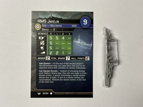 HMS Javelin Axis & Allies War at Sea Base Set #10/64 Common Destroyer ...