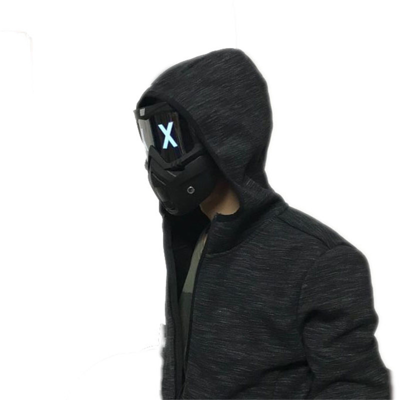 LED Luminous Half Face Mask DJ Cosplay Helmet Halloween Party Props ...
