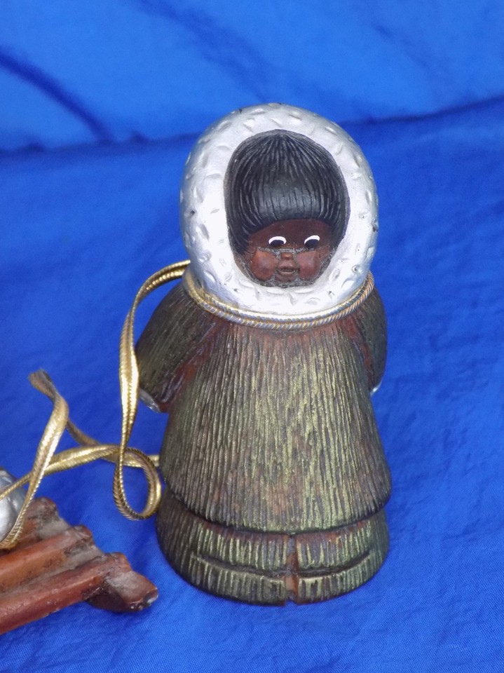 Authentic Alaska Craft Ketchikan ESKIMO Children w/ Sled Figurine ...