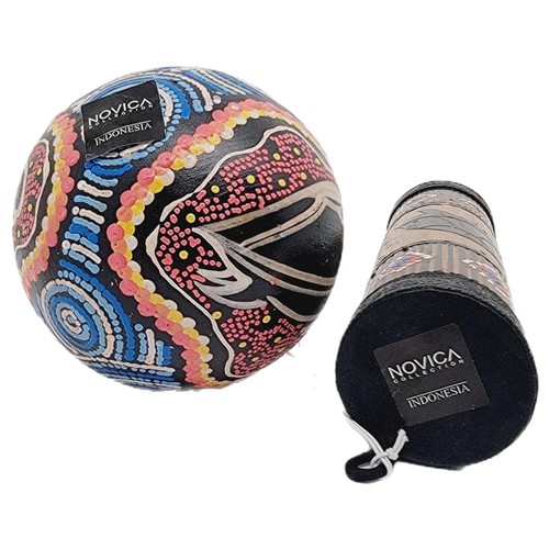 Novica Collection Bamboo Rain Stick Coconut Shell Maraca Percussion ...