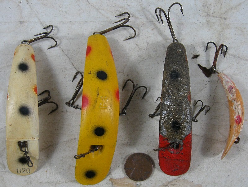 4 Vintage Plastic Fishing Lures Flat Fish | eBay