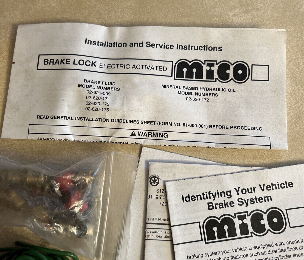 Mico Lock Parking Brake MUNEFE Line Lock, Manual Brake Lock, Hydraulic
