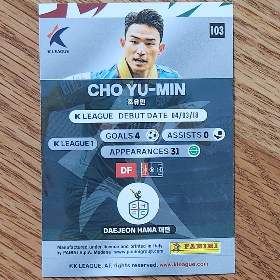 Cho Yu-Min Panini K league 2023 Official Trading Card Collection ...