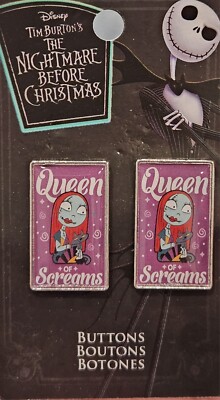 DISNEY Blumenthal Lansing 5/8" Queen of Screams & Sally Shank Buttons ...