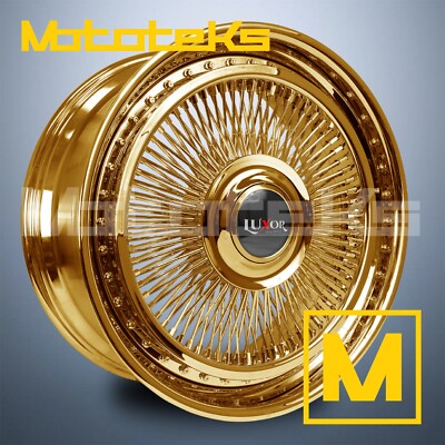 22X8.5 144 SPOKE STRAIGHT LACE 2-PIECE ALUMINUM WIRE WHEELS ALL GOLD 4 ...