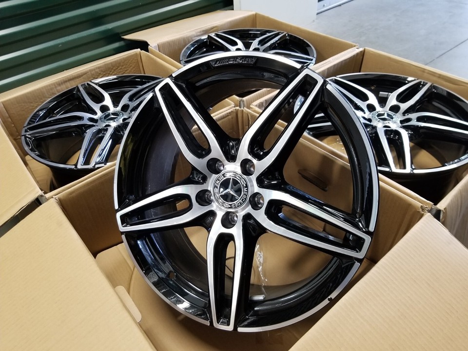 Original 19" Mercedes AMG E300 E400 E350 E450 OEM Wheels Black Rims ...