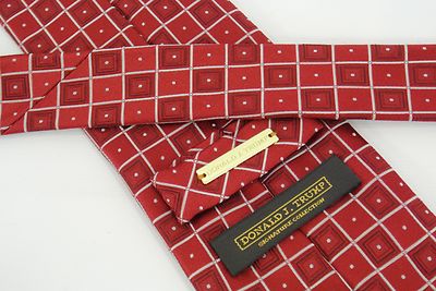 Donald J Trump Red Silver Check Necktie POWER Tie Silk PRESIDENTIAL ...