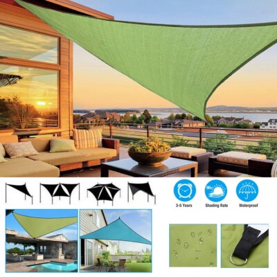 Sun Shade Sail Garden Patio Awning Canopy Waterproof UV Triangle Cover ...