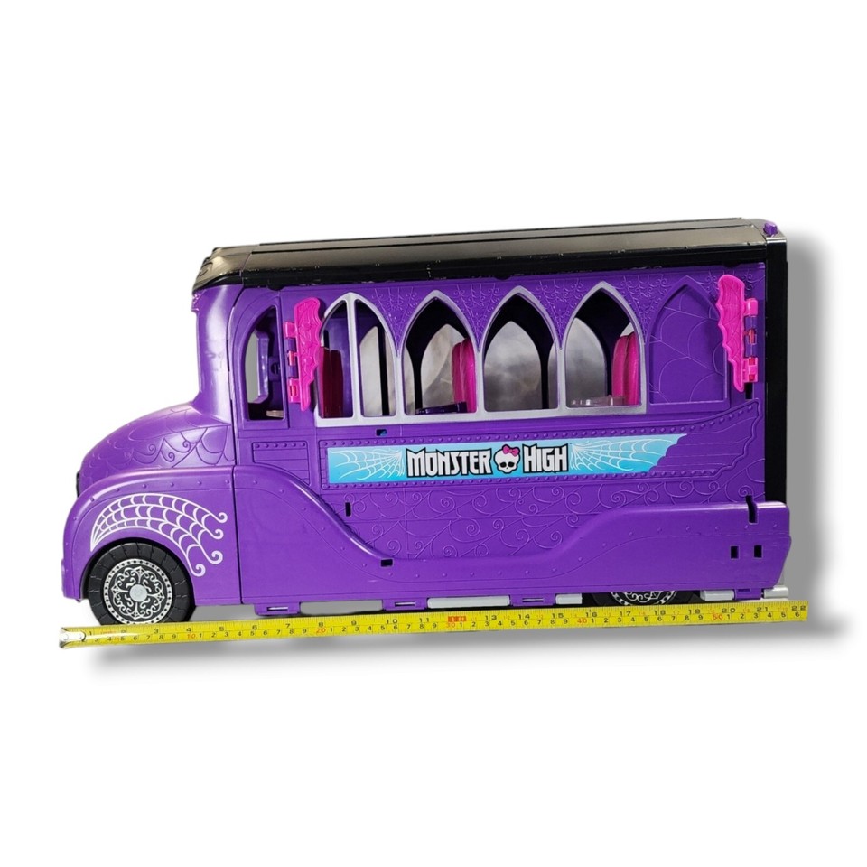 MONSTER HIGH Deluxe School Bus Spa Mattel 2016 Purple Black Large ...