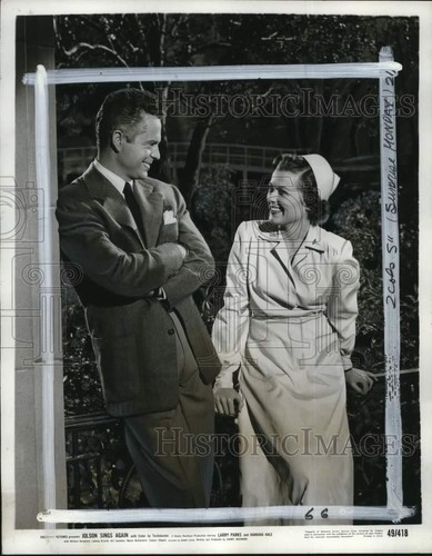 1949 Press Photo Actors Larry Parks & Barbara Hale star in "Jolson ...