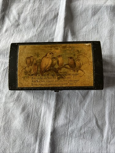 Vintage Clark & Co Sewing Cotton Box. Anchor. Family Of Owls On The Top ...