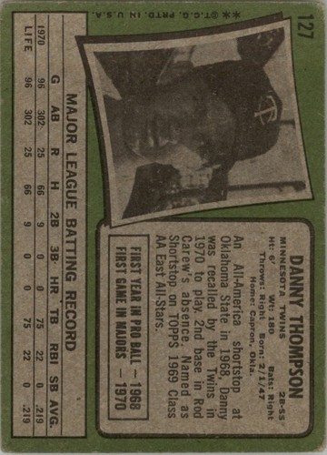 1971 Topps #127 Danny Thompson RC - POOR | eBay