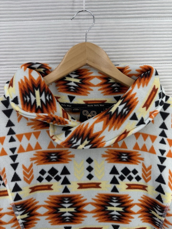 Wooly Bully Wear Comfy Crossover Cowl Neck Pullover Aztec Sweater Size ...