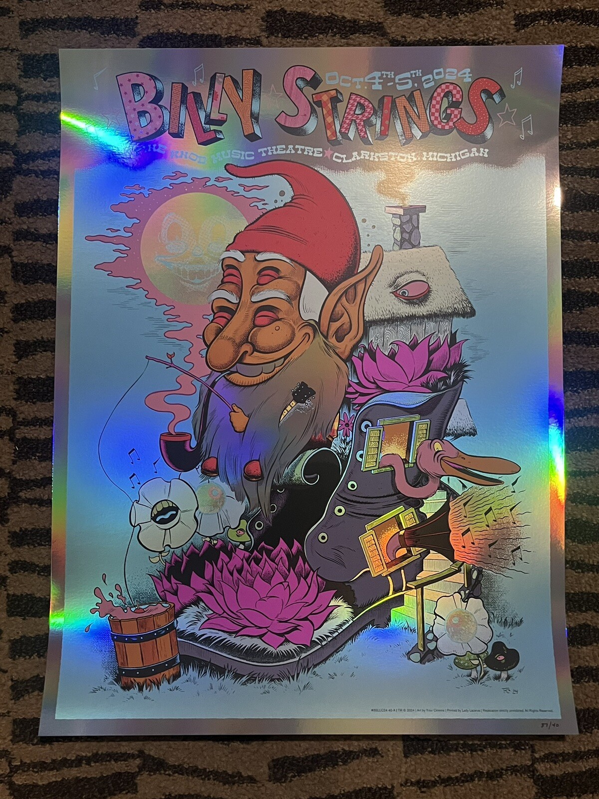 Billy Strings Foil Poster Clarkston Michigan Pine Knob Your Cinema 10/4 ...