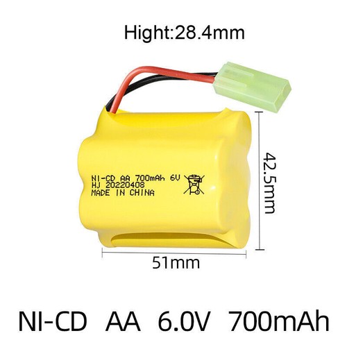 6V 700mAh Ni-CD AA Rechargeable Battery Mini Tamiya Plug For RC ...