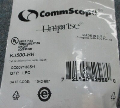 NEW Commscope Uniprise KJ500-BK Category Cat 5e Keystone Data Grade ...