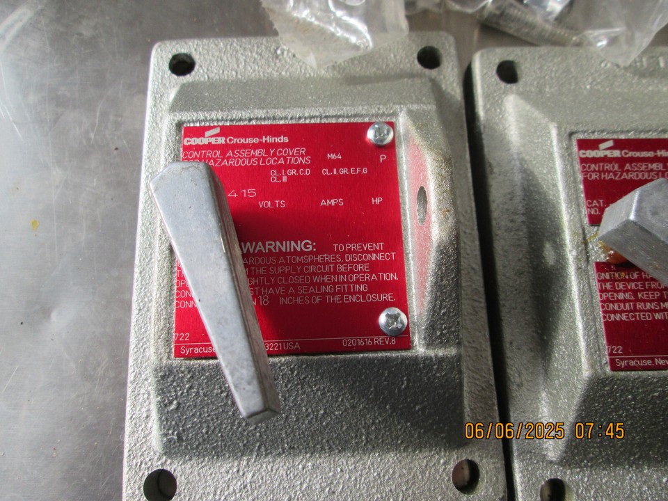 QTY 2 EATON EXPLOSION PROOF FRONT OPERATED EDS Snap Switch Cover 20AMP ...