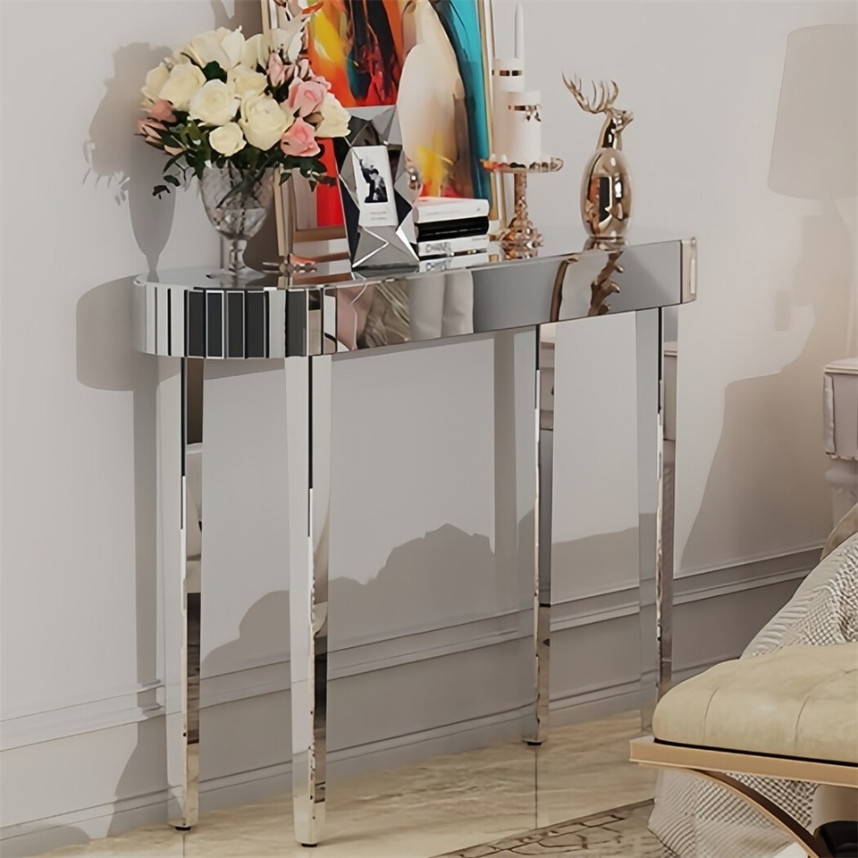 ARTLOGE Mirrored Console Table Entryway/Hallway Silver Bedroom Desk ...