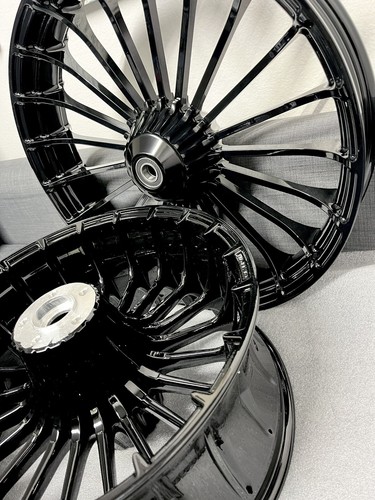 Harley Turbine 23" FXSB 2013 -24 Breakout FORGED WHEELS BLACK RIMS ...