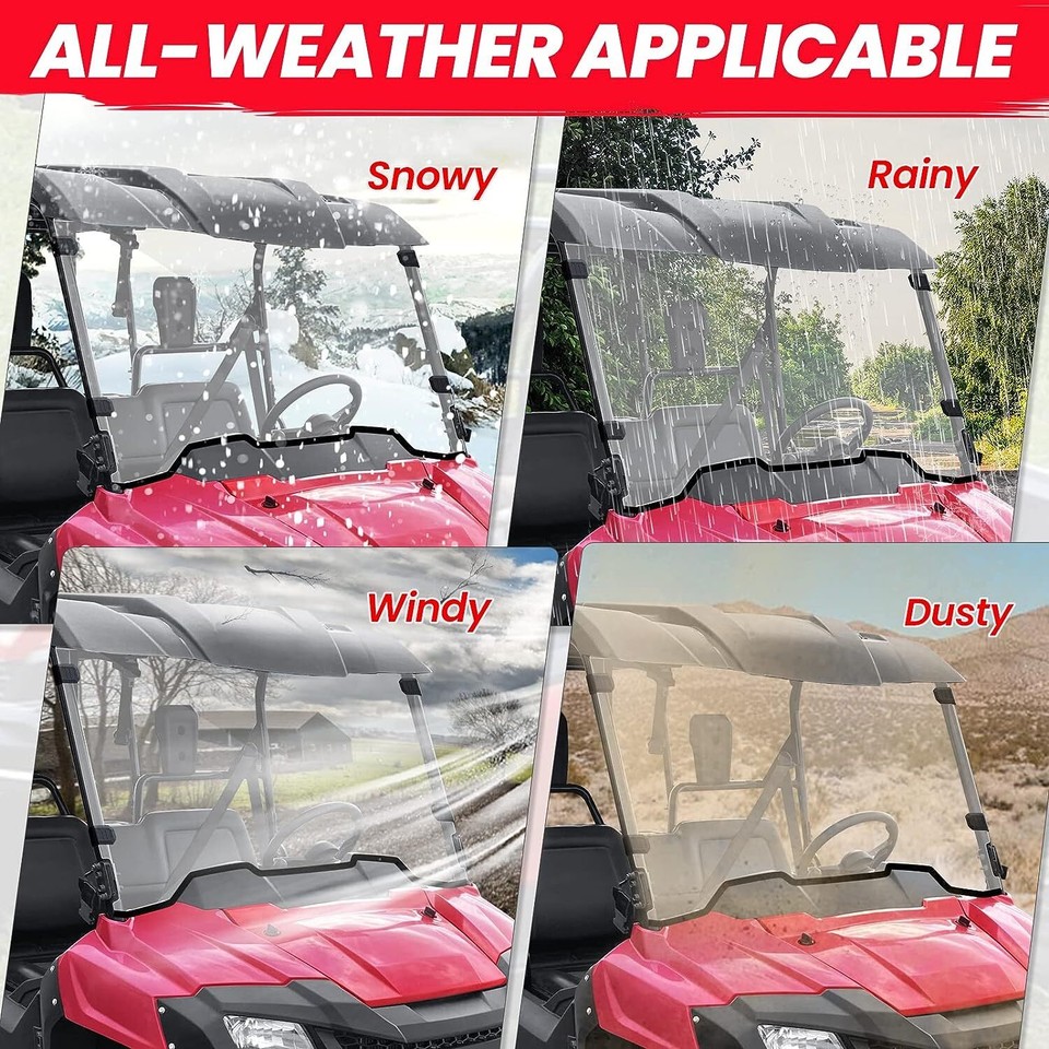 UTV Front Windshield Scratch Resistance for Honda Pioneer 700/ 700-4 ...